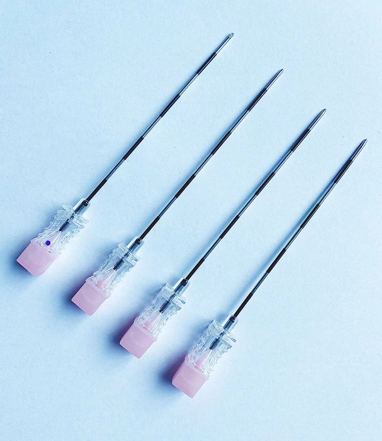 What safety advantages do curved-tip epidural needles offer for ...
